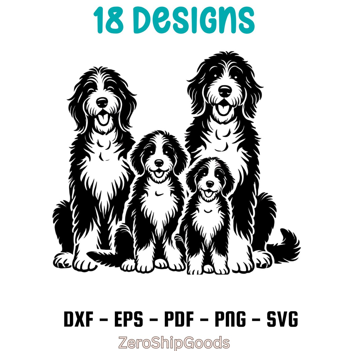Bernedoodle Dog Svg Bundle Files for Cricut, Shirt Design, Cute Face ...