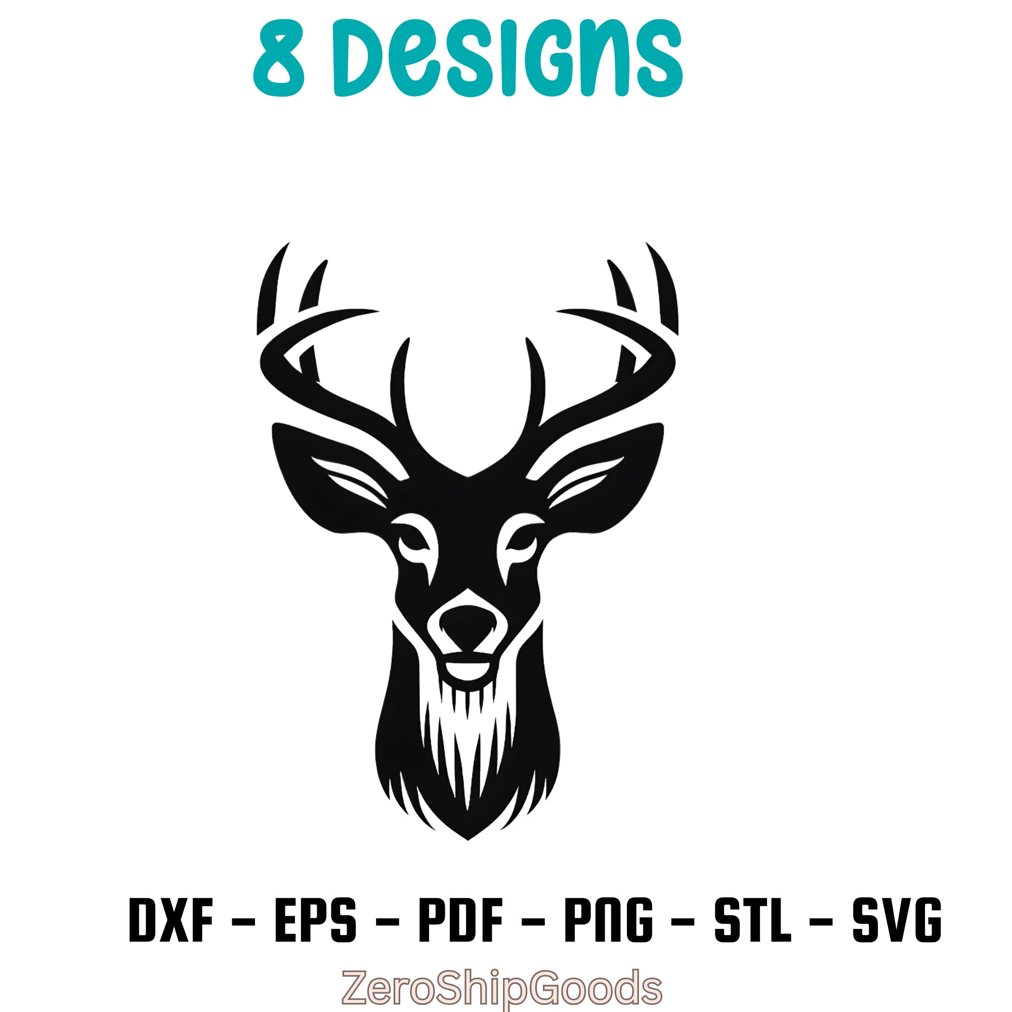 Bundle Buck Head Deer Hunting Monogram Split SVG File Cutting Template-silhouette Clip Art for ...