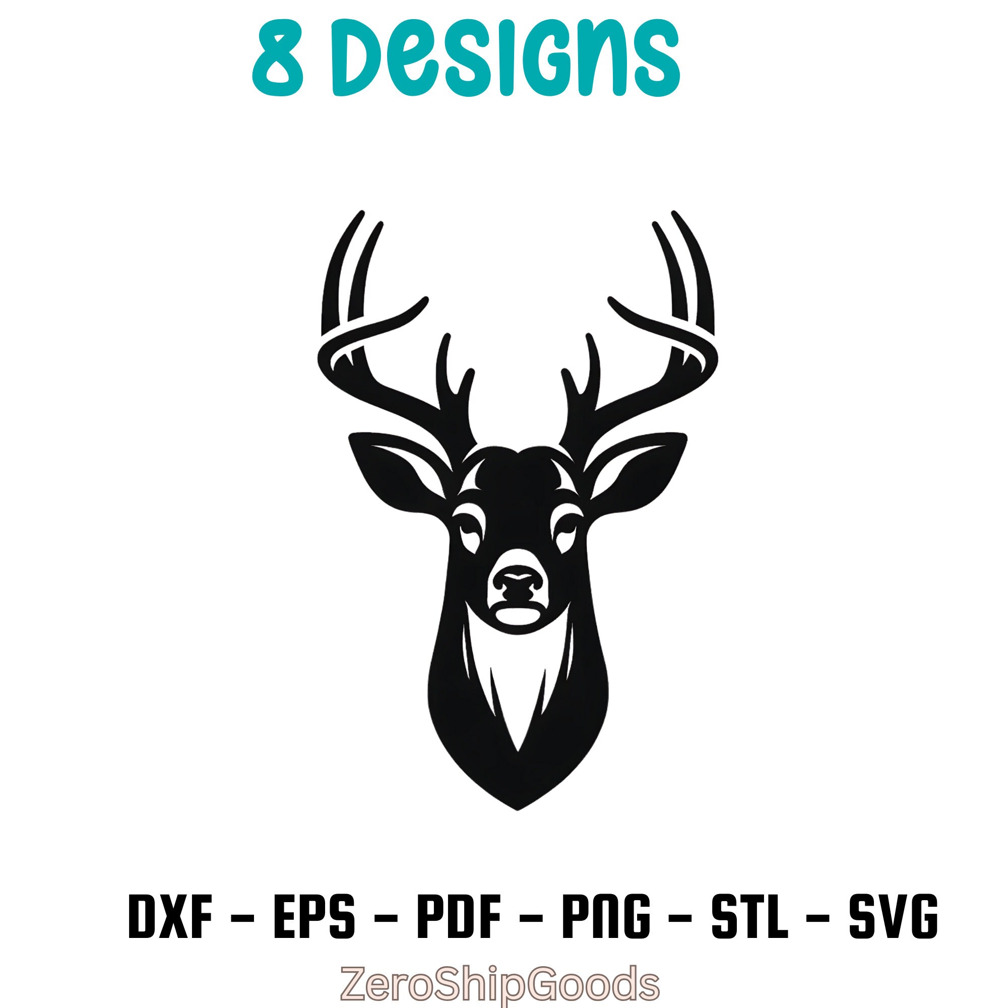 Buck Head Deer SVG Bundle | Split Monogram Hunting Clipart (digital ...
