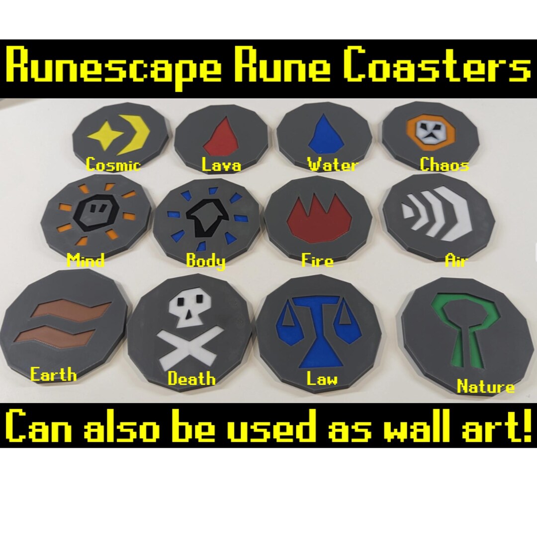 Rune Coasters Runescape OSRS Set Runes Coaster for Glasses Game Room ...