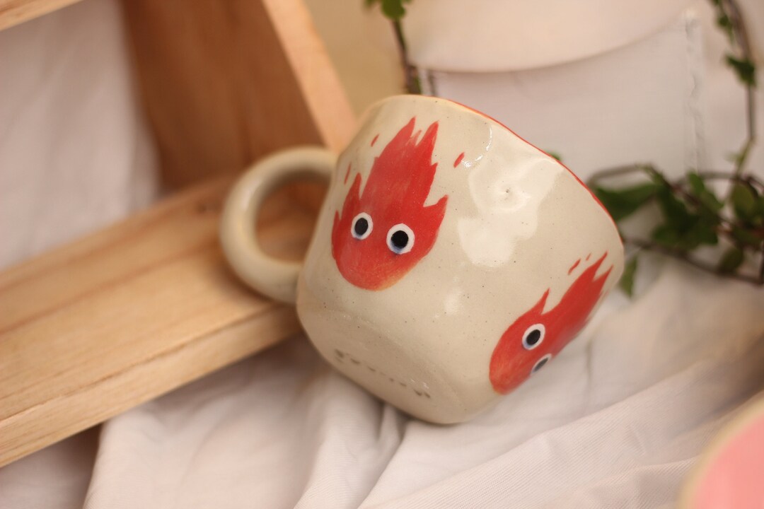 Calcifer Ceramic Mug Studio Ghibli Gifts, Pottery Mug, Handmade Gift ...