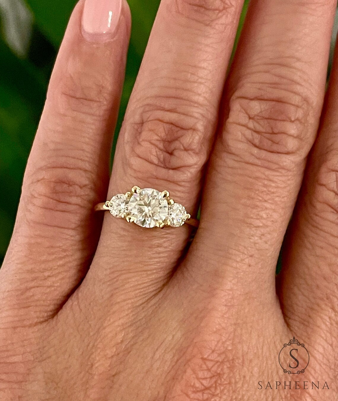 1.0 Ct Three Stone Round Cut Engagement Ring, Past Present Future ...