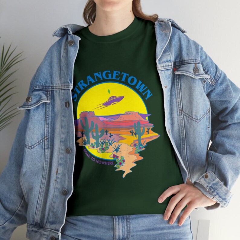 Strangetown the Sims 2 Alien T-shirt UFO Western Design Heavy Cotton ...