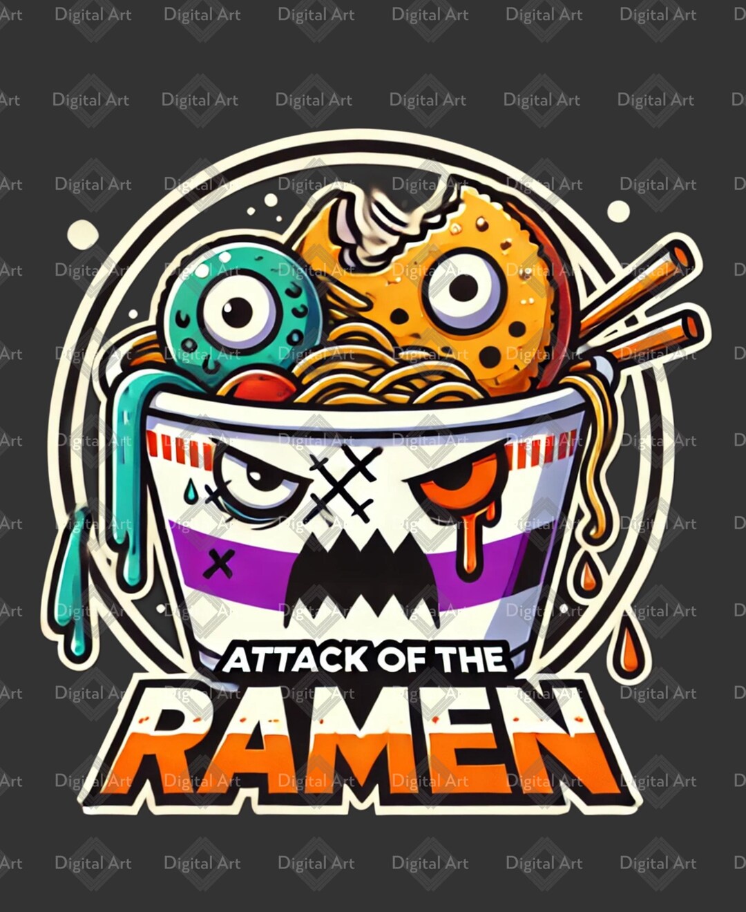 Attack of the Ramen SVG & PNG - Playful Monster Noodle Bowl Clipart for ...