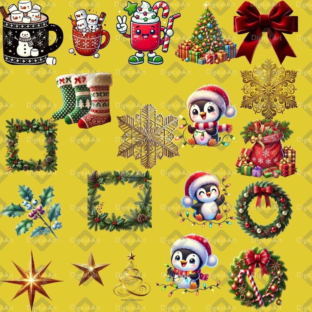 Christmas Cheer Clipart Bundle Festive SVG, PNG and JPG Images for ...