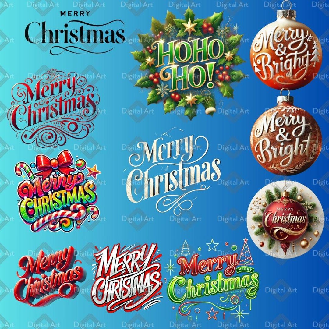Merry Christmas Bundle Festive Clipart Collection in JPG, PNG & SVG ...