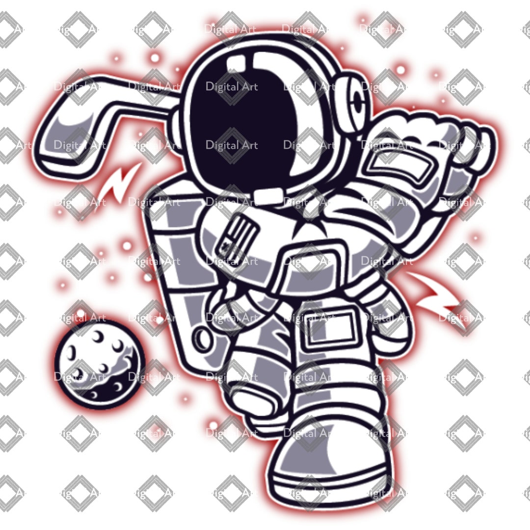 Fun Cartoon Astronaut Golfing in Space Clipart Bundle - 5 Color ...