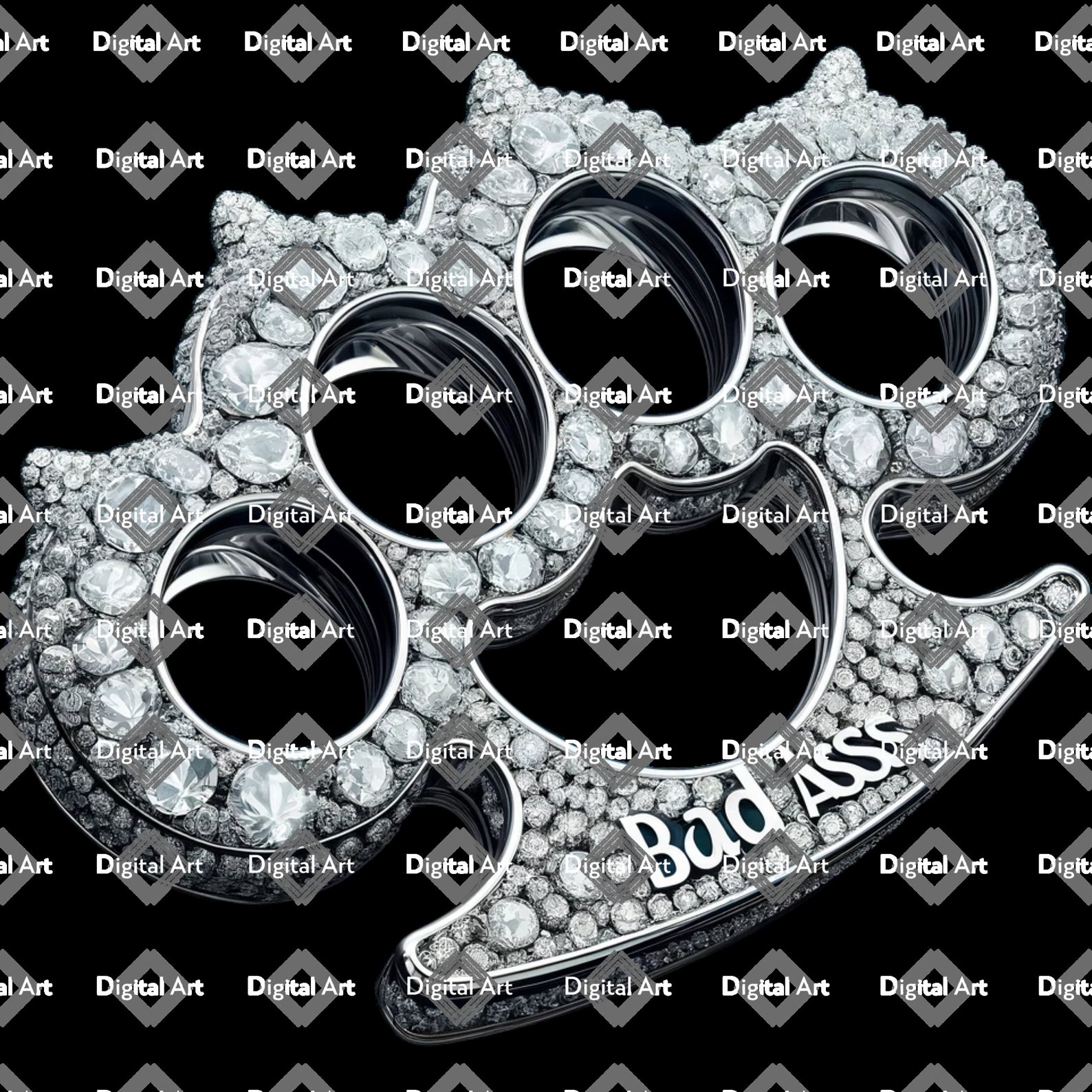 CLIPART Diamond Brass Knuckles SVG & Png-luxurious 'bad Ass' Engraved ...