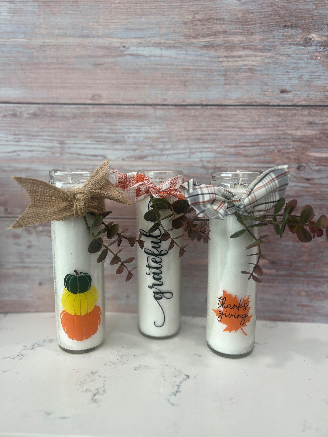 Tall Decorative Candles, Set of 3, Candle, Glass, Personalize, Custom ...