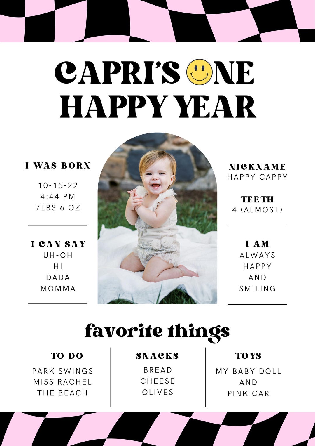 One Happy Year - 1st Birthday Milestone Sign (digital Download) - Etsy