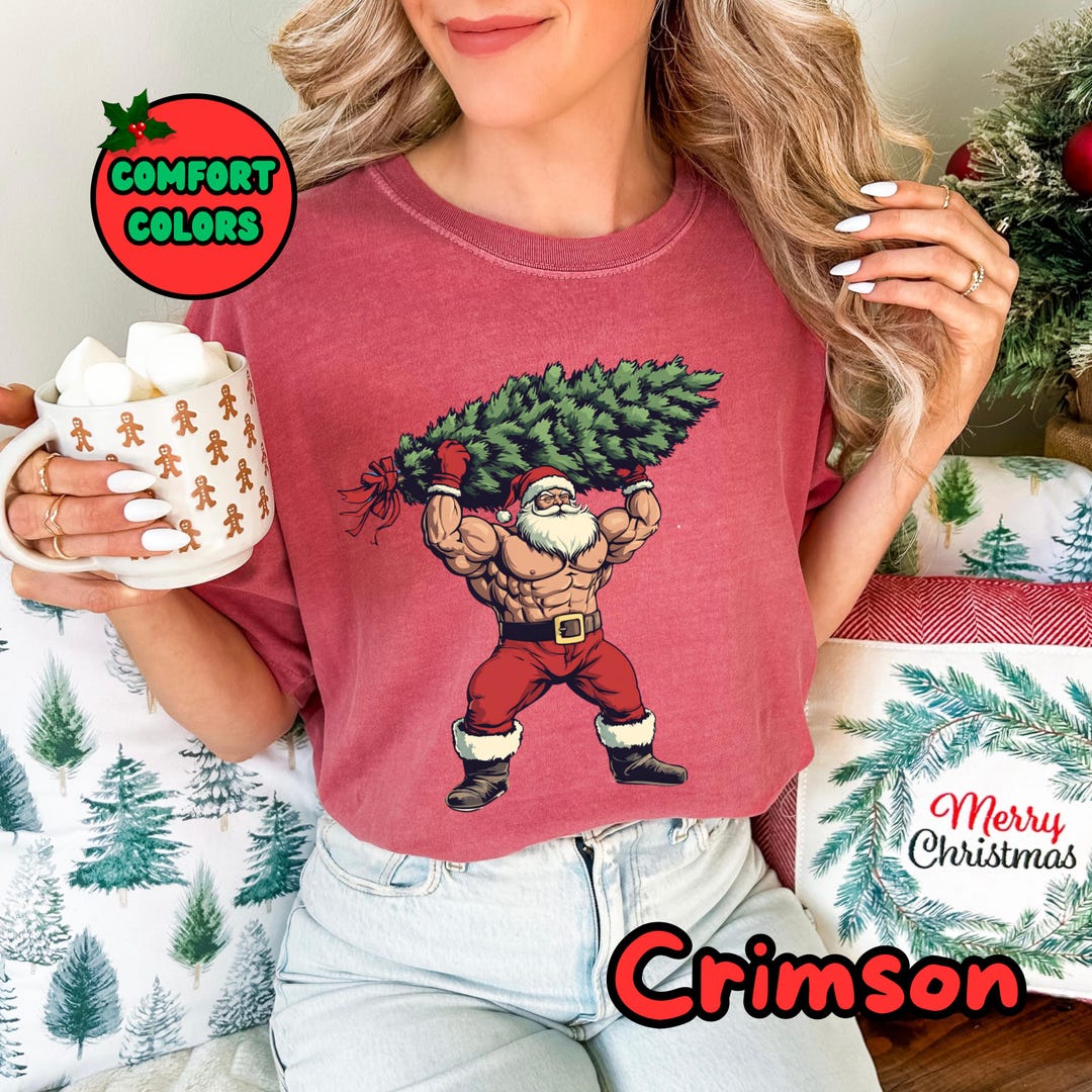 Muscle Santa Unisex T-shirt, Weightlifting Christmas Tee, Bodybuilding ...