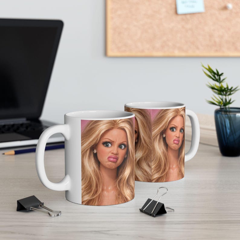 Blonde Doll Face Mug | Sassy Expression Ceramic Mug - Etsy Canada