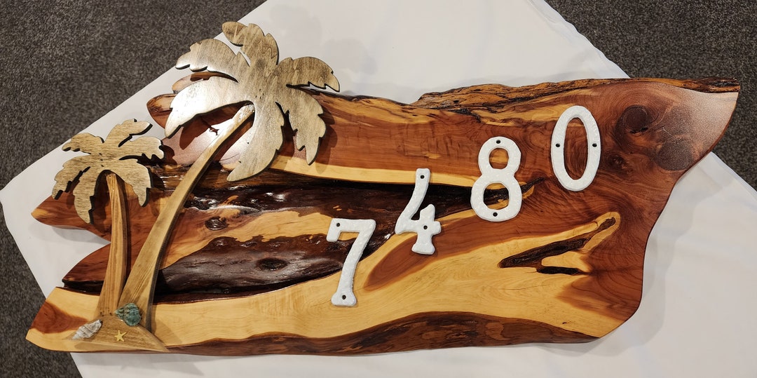 Natural Live Edge Wood Address Signs - Etsy