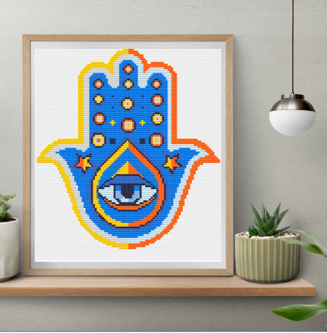 Hand of Fatima Hamsa Hand Pdf Pattern for Cross Stitch - Etsy
