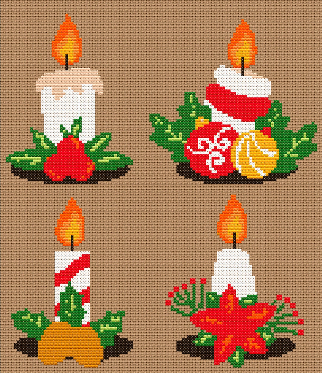 Cross Stitch Pattern Pdf Candles for Christmas - Etsy