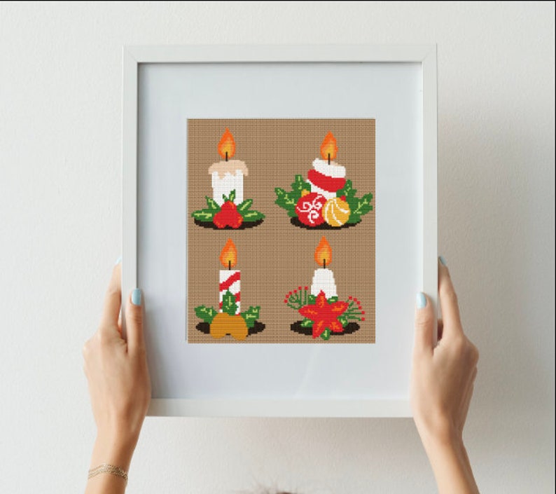 Cross Stitch Pattern Pdf Candles for Christmas - Etsy