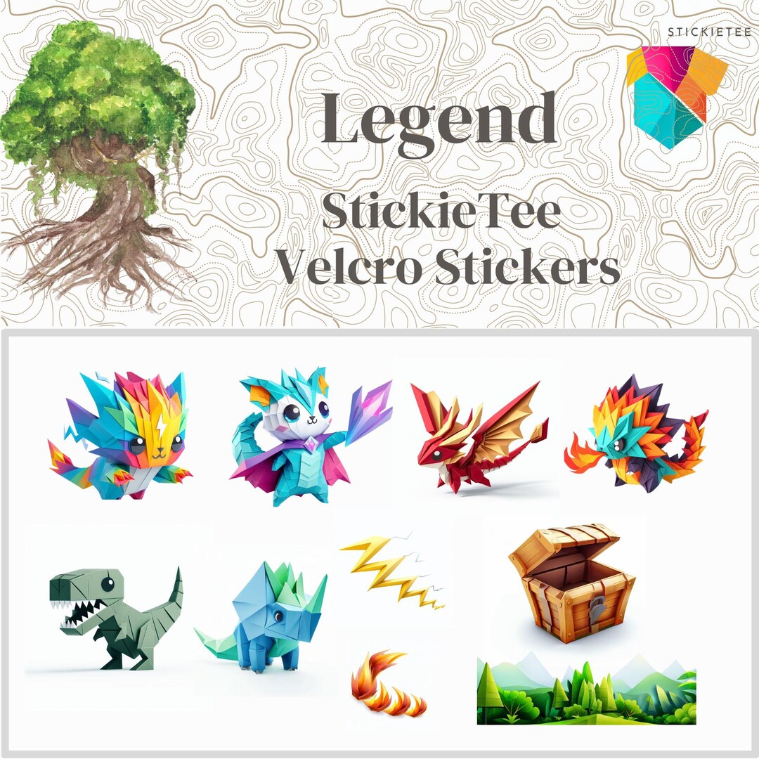 Dino & Dragon Velcro Printed Stickers Made by Stickietee - One Tee ...