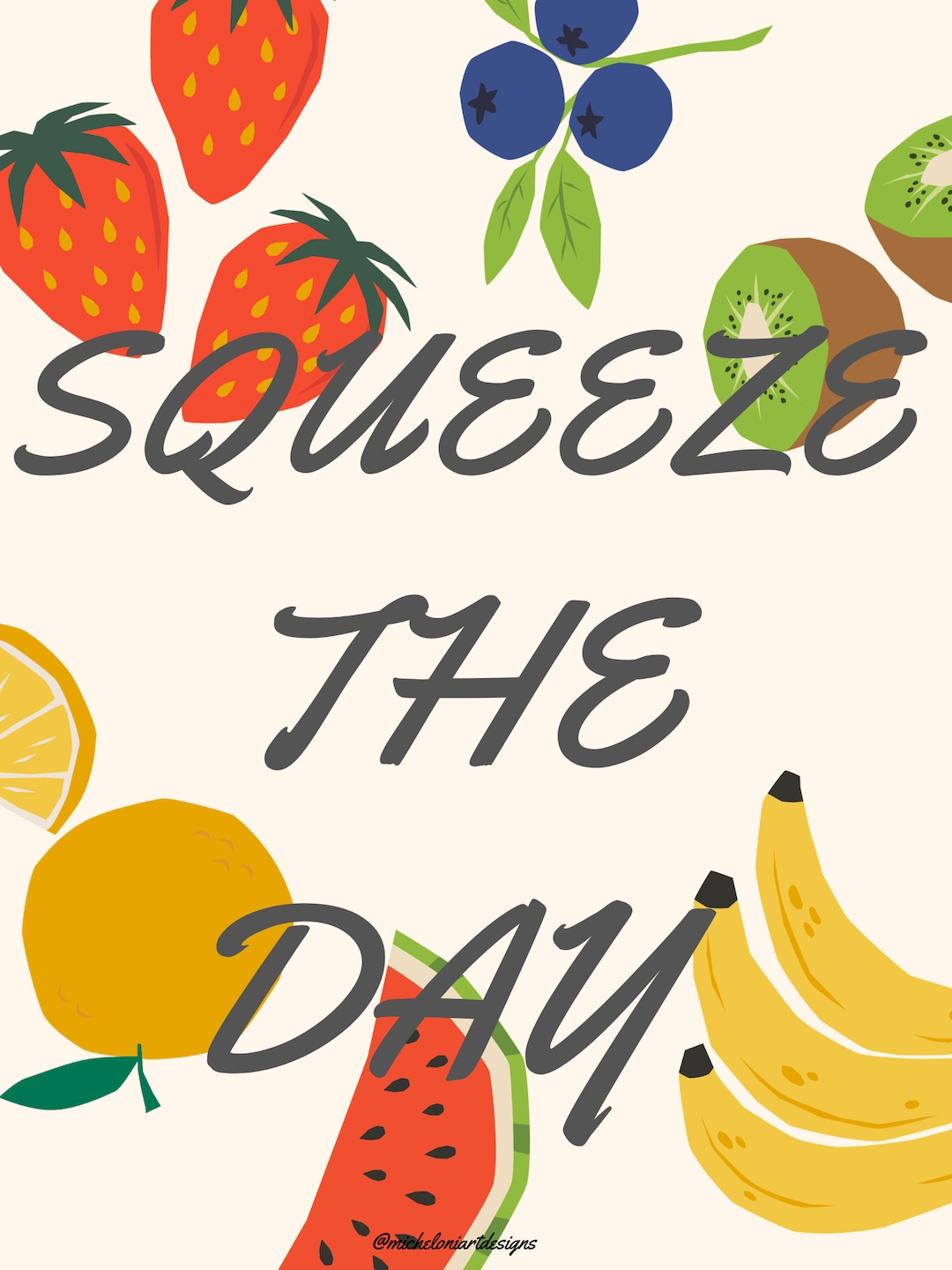 Colorful Fruits Squeeze the Day Poster - Etsy
