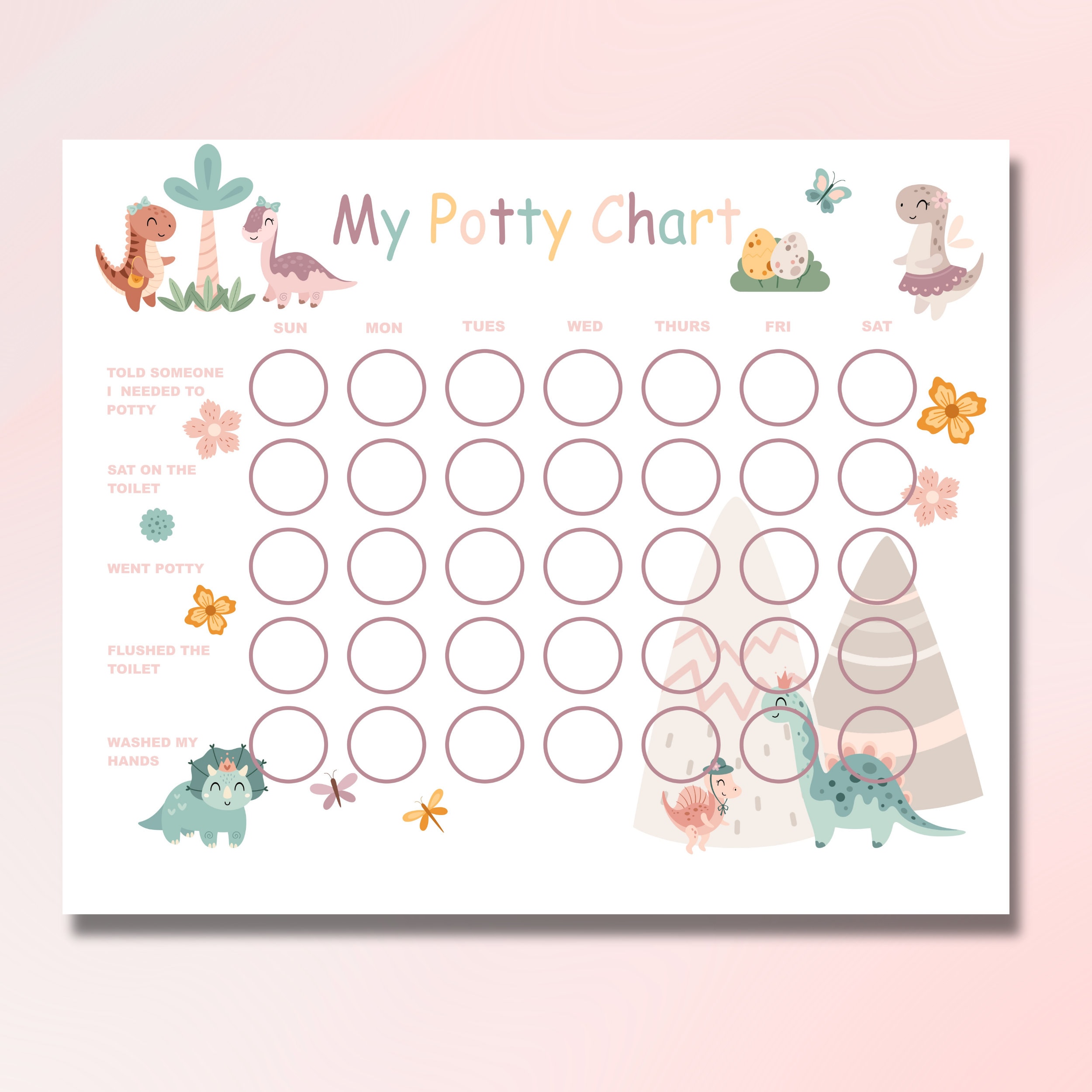 Purple Dinosaur Potty Chart - Etsy