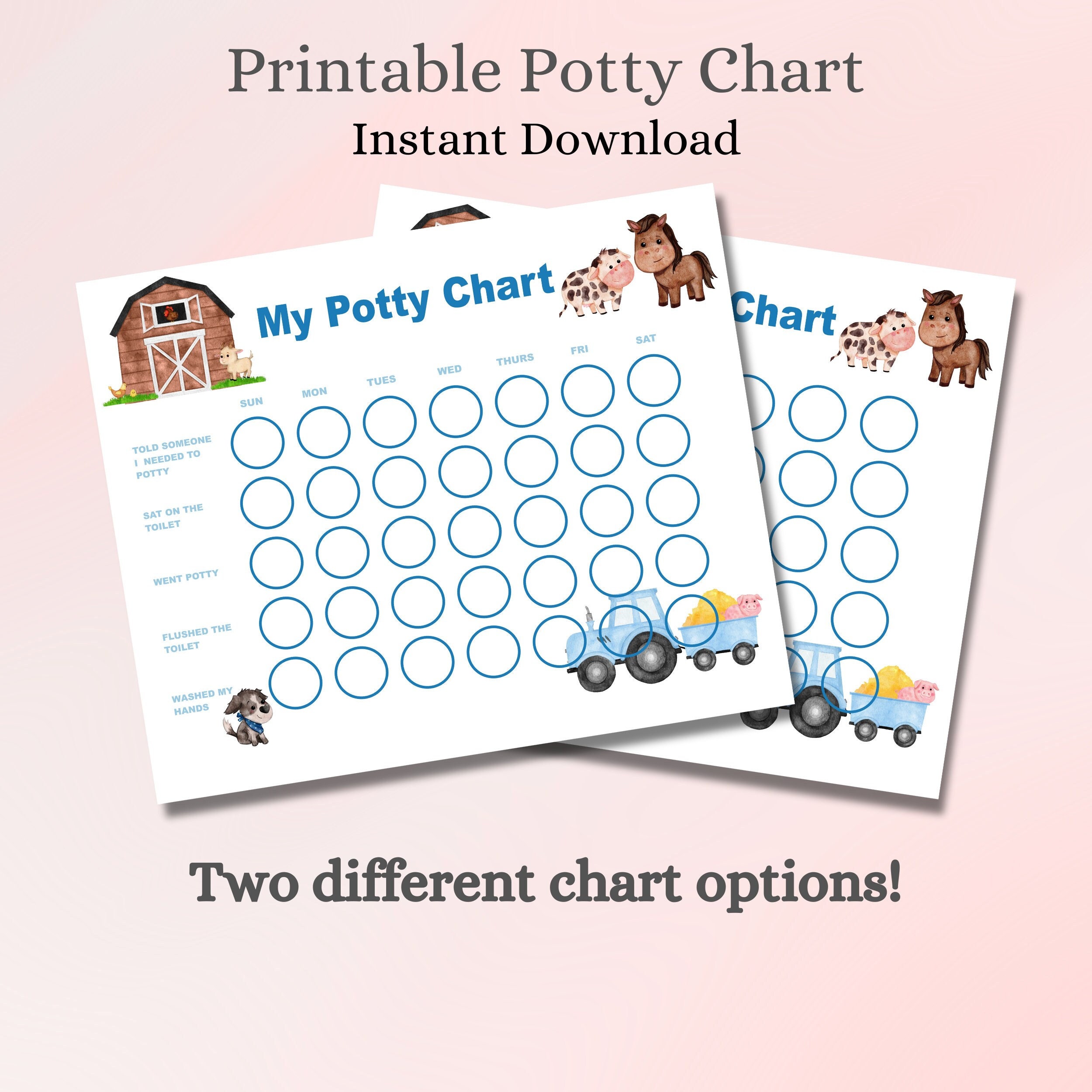 Blue Farm Potty Chart - Etsy
