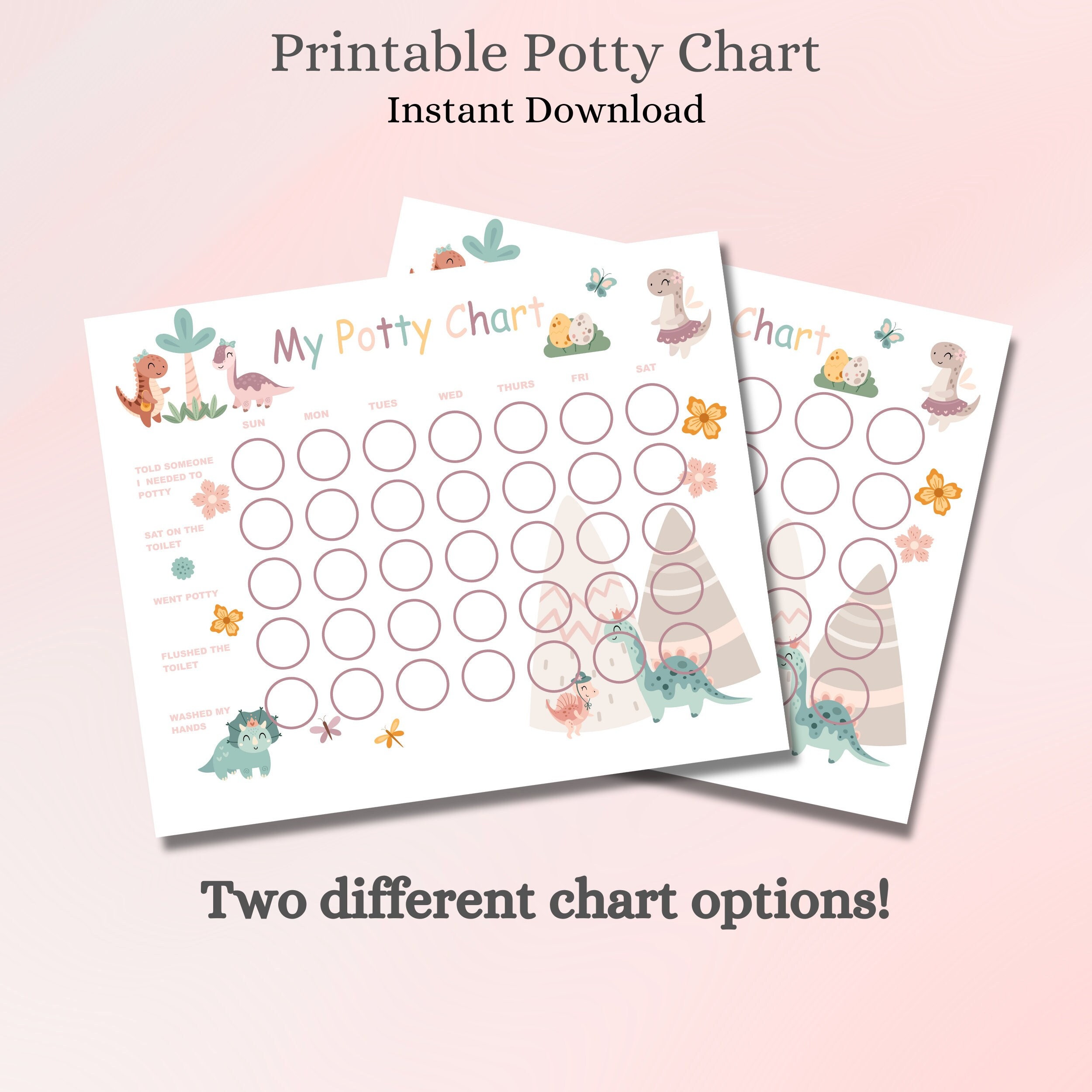 Purple Dinosaur Potty Chart - Etsy