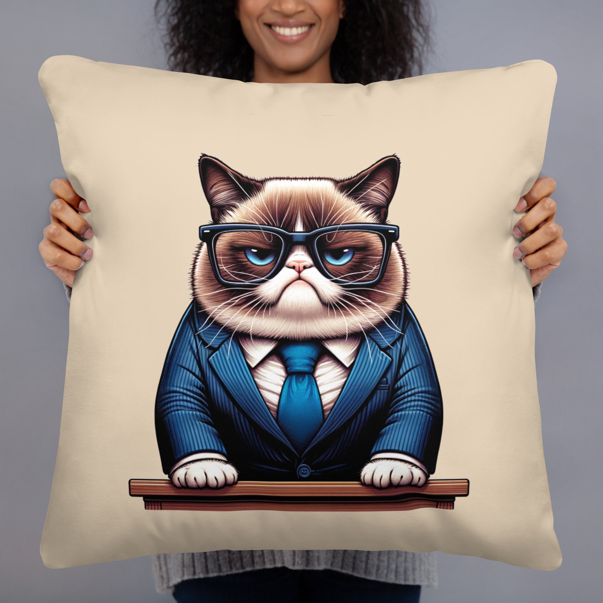 Funny Boss Cat Pillow: Quirky Office Decor Throw Pillow - Etsy