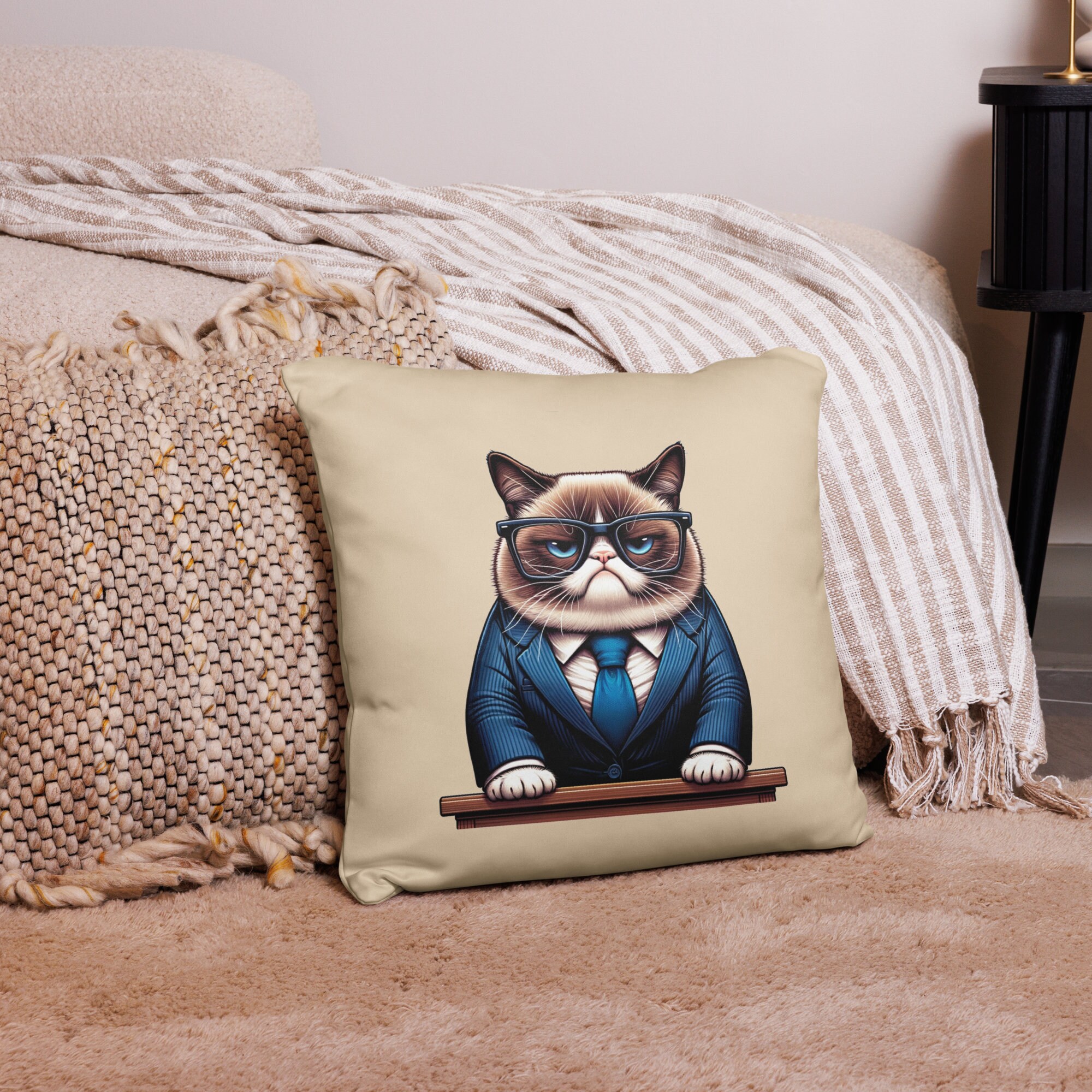 Funny Boss Cat Pillow: Quirky Office Decor Throw Pillow - Etsy