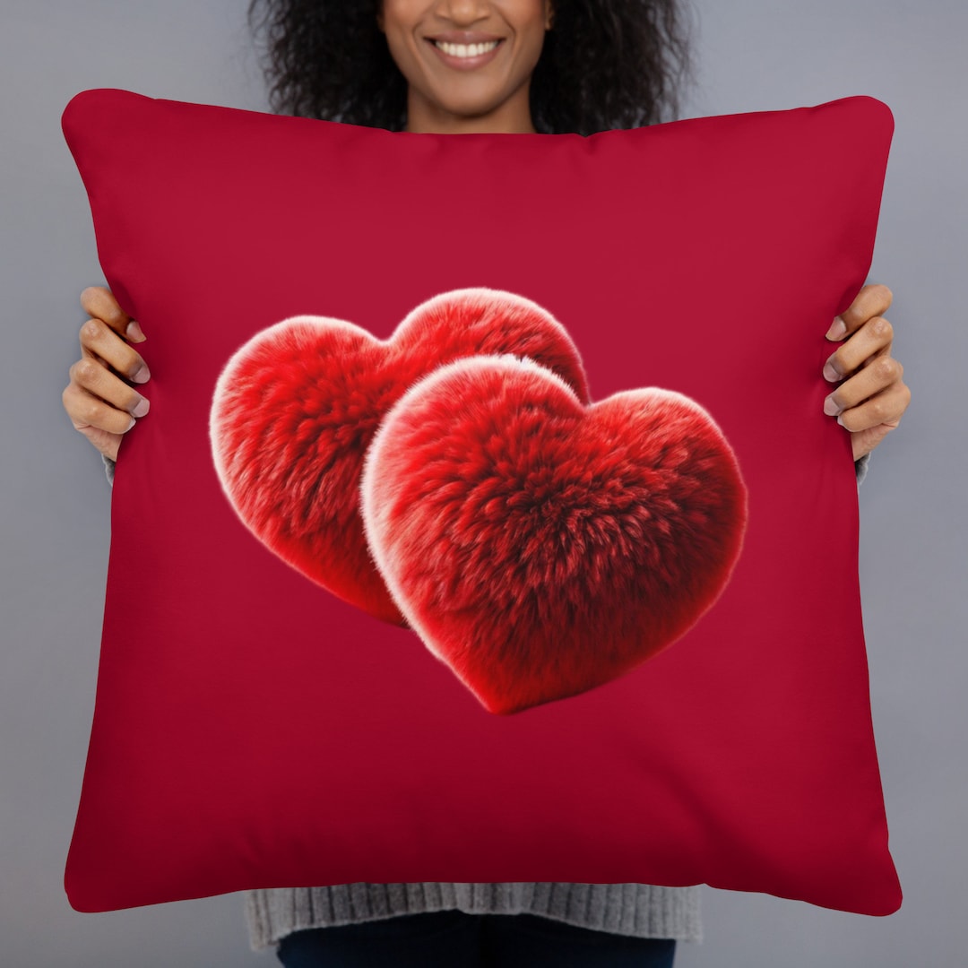 Red Heart Throw Pillow - Cozy Heart Pillow Cushion for Wedding Plush ...