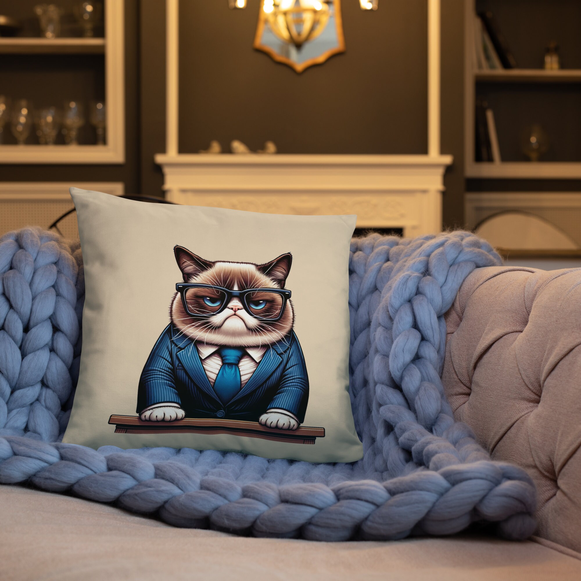 Funny Boss Cat Pillow: Quirky Office Decor Throw Pillow - Etsy