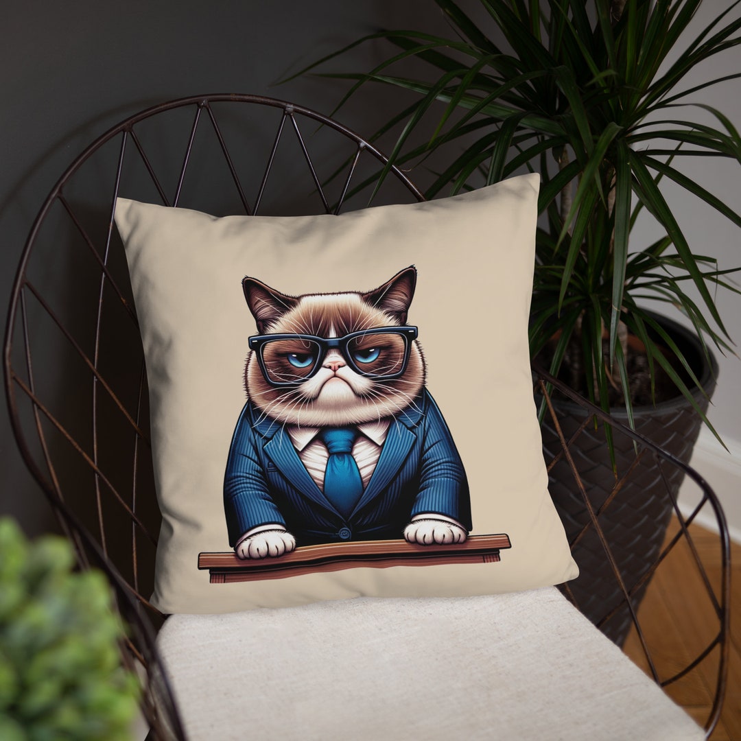 Funny Boss Cat Pillow: Quirky Office Decor Throw Pillow - Etsy