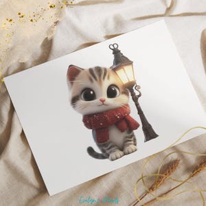 Winter Cat Clipart Festive Kitten PNG Cute Cat Clipart Animal PNG ...