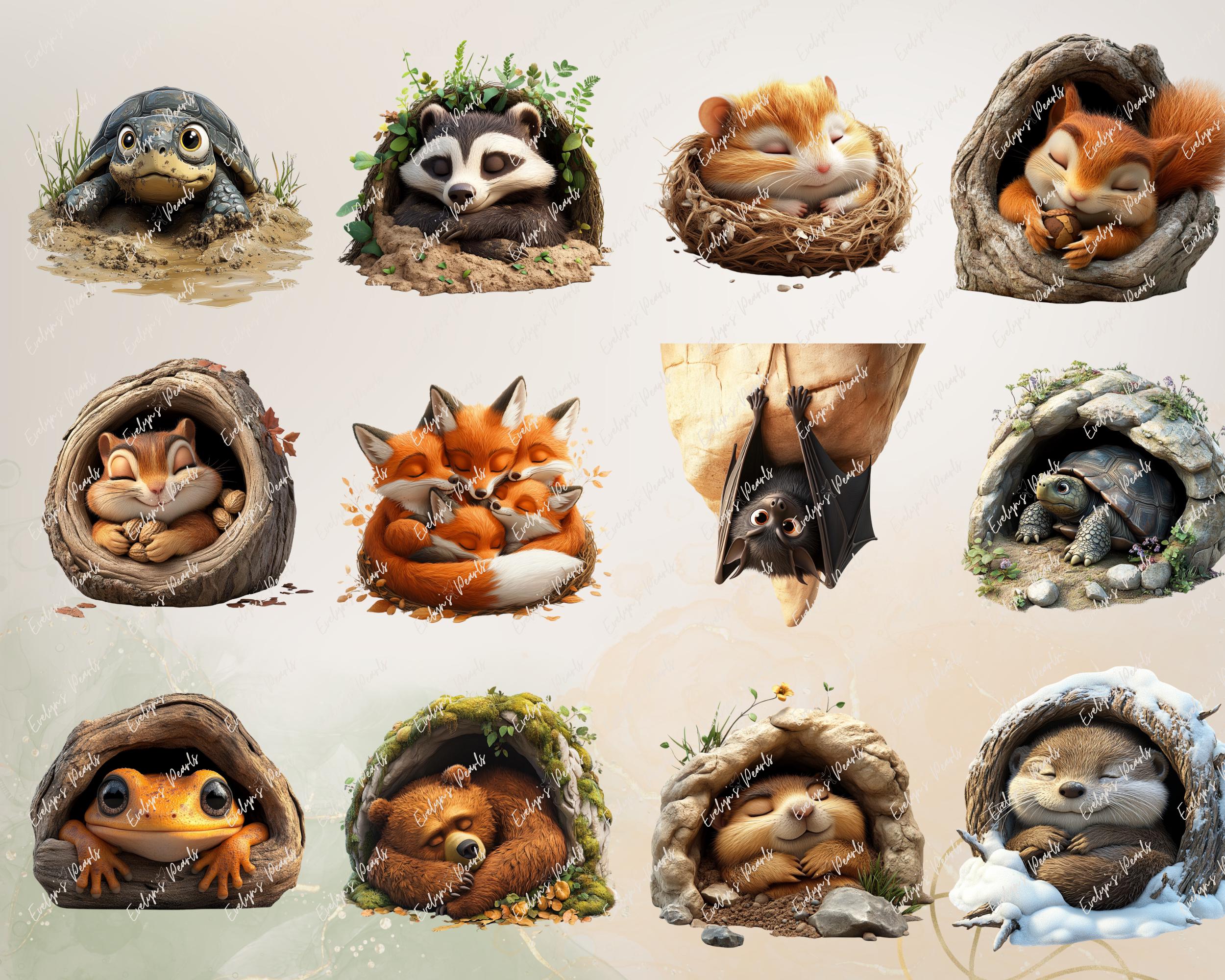 Winter Animals Clipart Hibernating Animal PNG Sleeping Animal Clipart ...