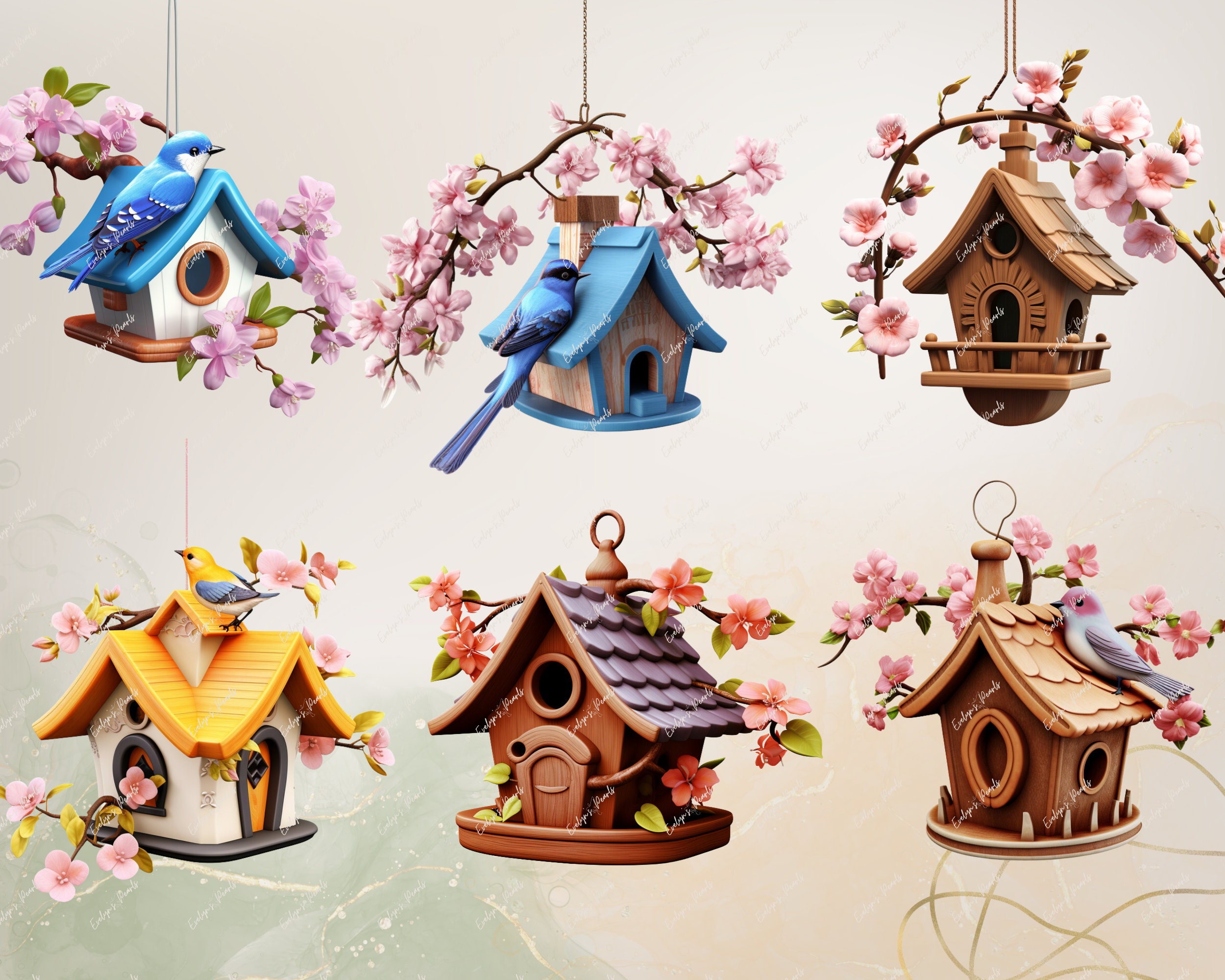 Bird House Clipart Floral Bird House Clipart Garden PNG Spring Clipart ...
