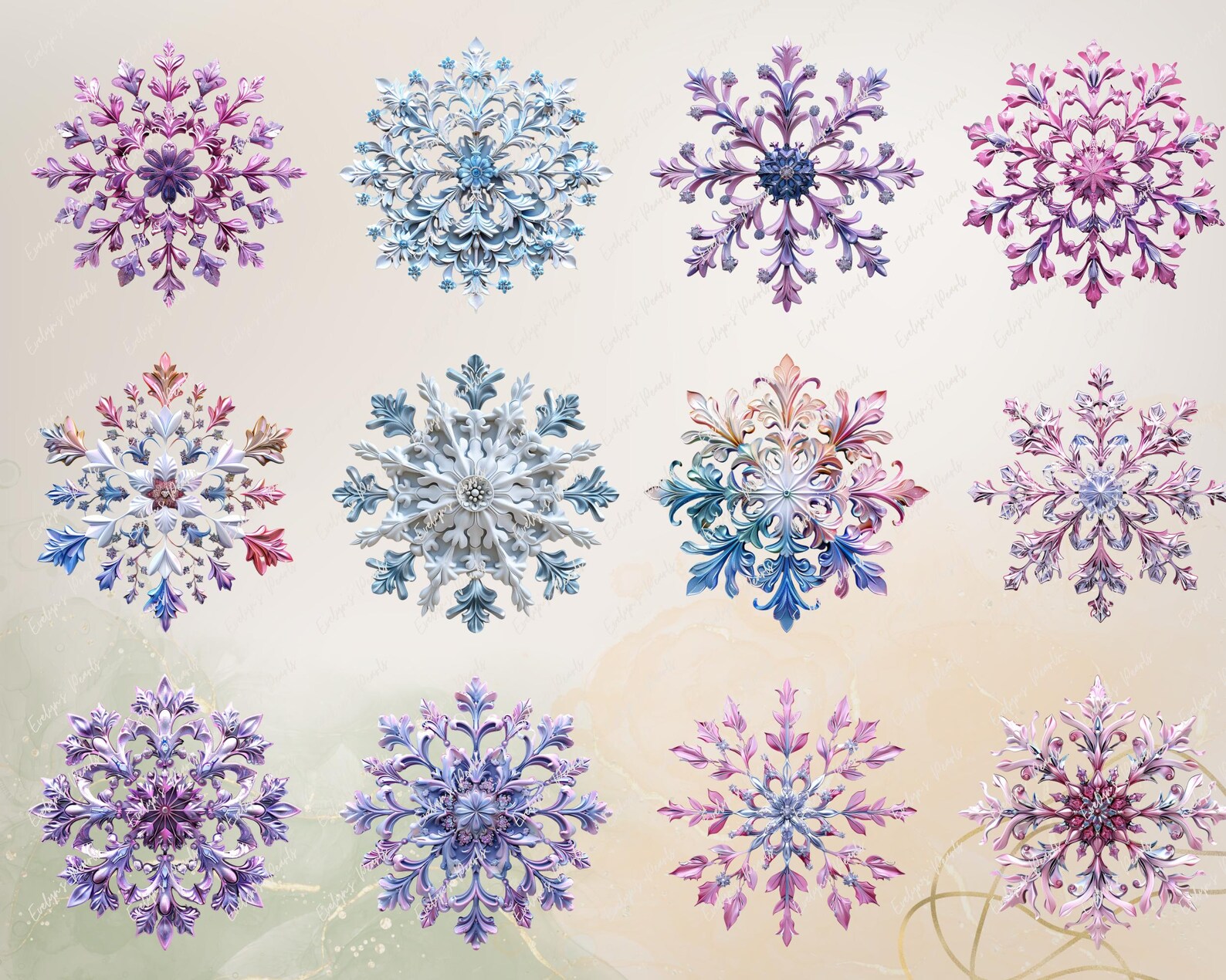 Snowflake Clipart Colourful Snowflake PNG Winter Clipart Seasonal ...