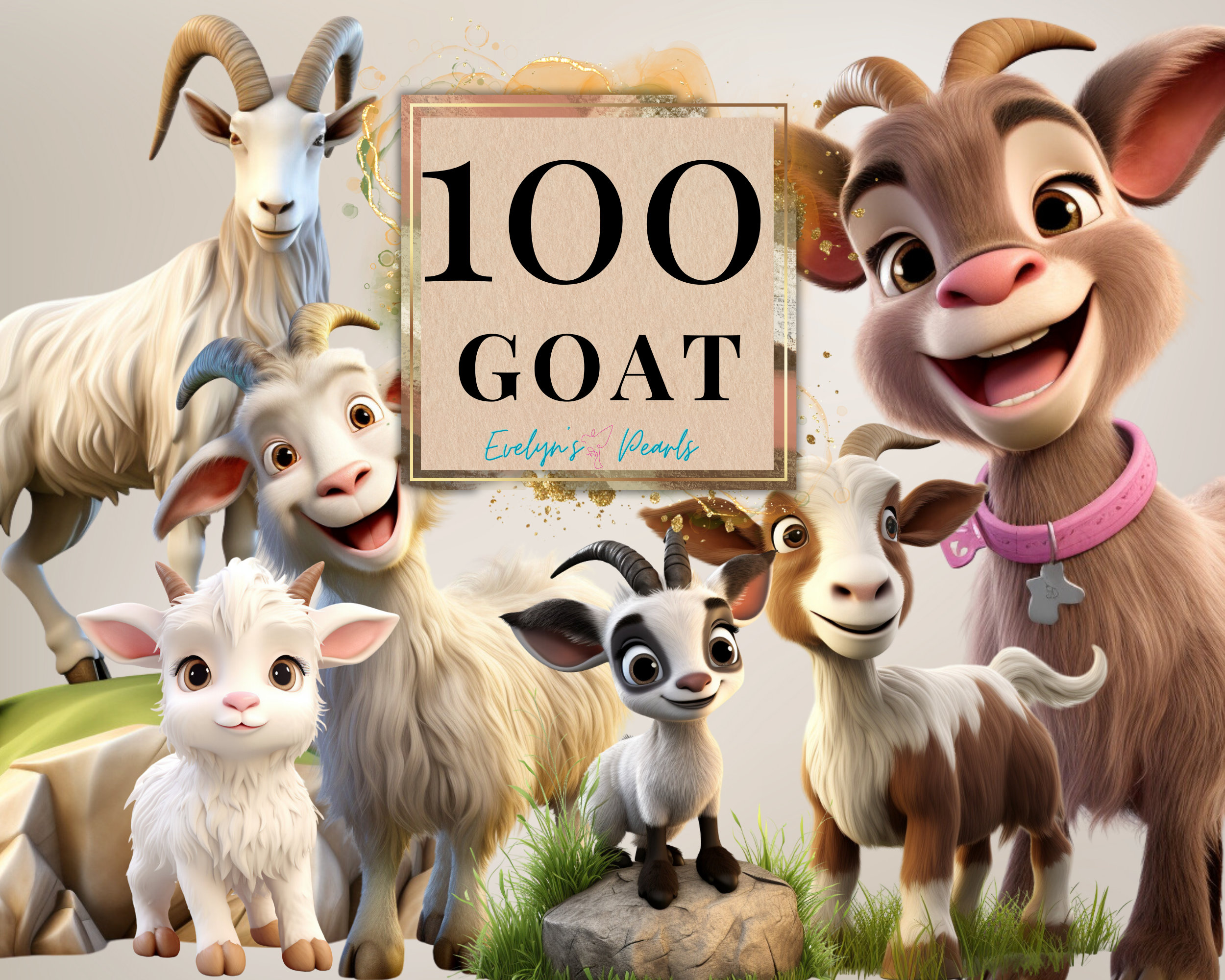 Goat Clipart Farm Goat PNG Cute Goat Clipart Animal Clipart Mountain ...