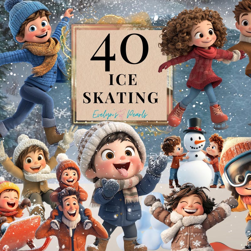 Snowman Ice Skating Png - Etsy