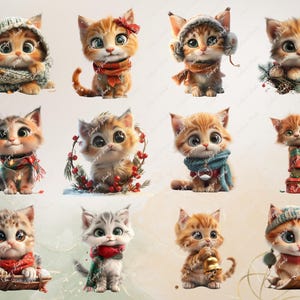 Winter Cat Clipart Festive Kitten PNG Cute Cat Clipart Animal PNG ...