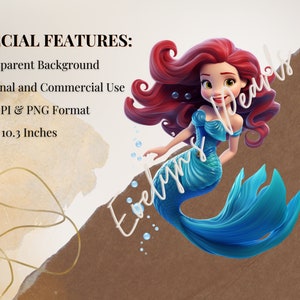 Mermaid Clipart Cute Mermaid PNG Sea Life Clipart Sea Creatures PNG ...