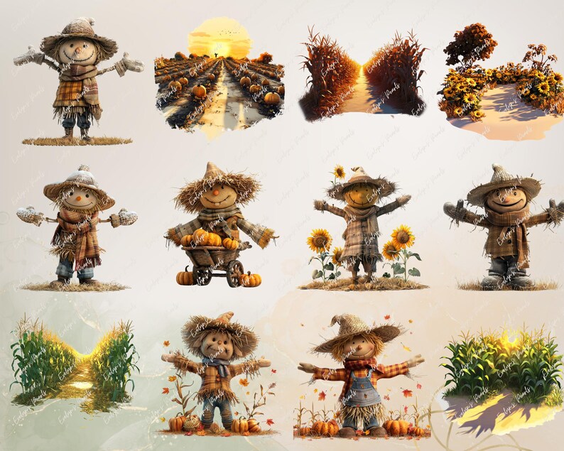 Scarecrow Clipart Friendly Scarecrow PNG Pumpkin Clipart Fall PNG ...