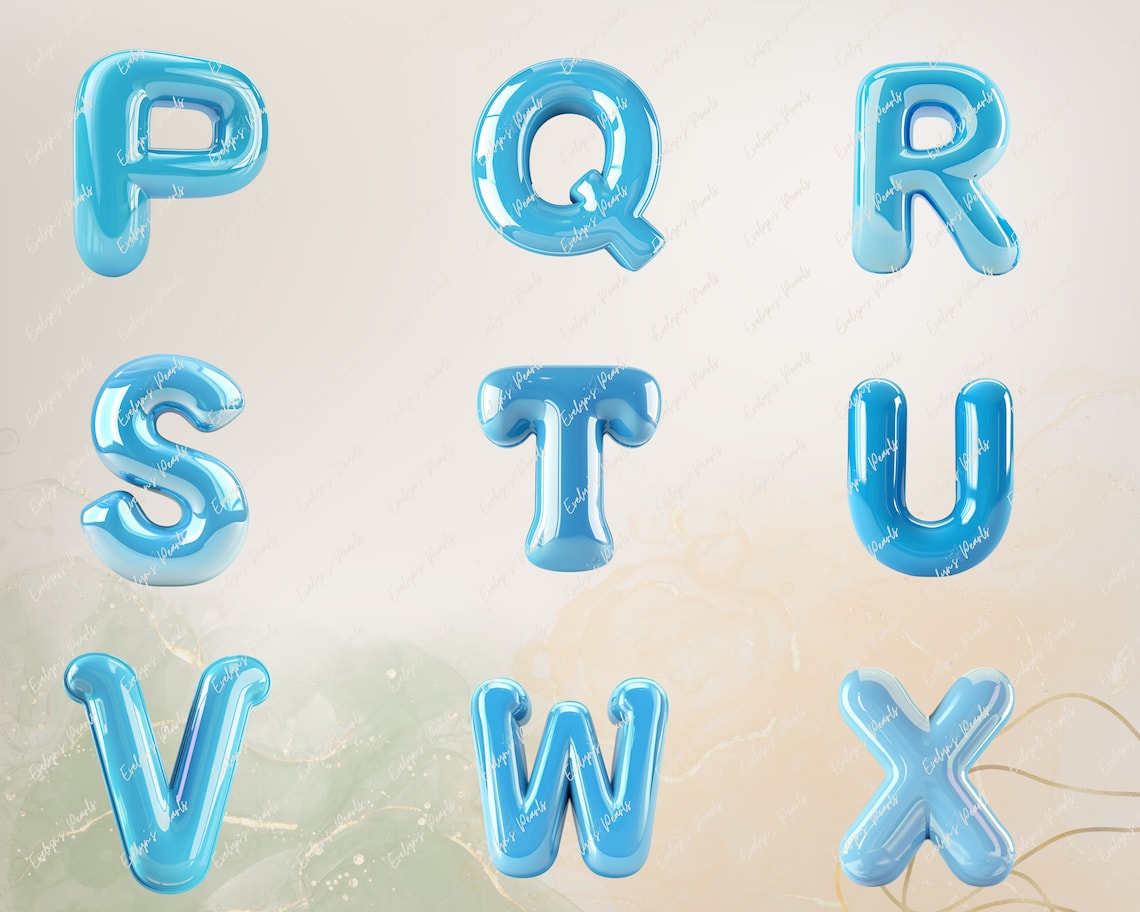 Blue Bubble Letters Clipart 26 English Alphabet PNG Planner Clipart ...