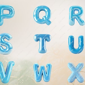 Blue Bubble Letters Clipart 26 English Alphabet PNG Planner Clipart ...