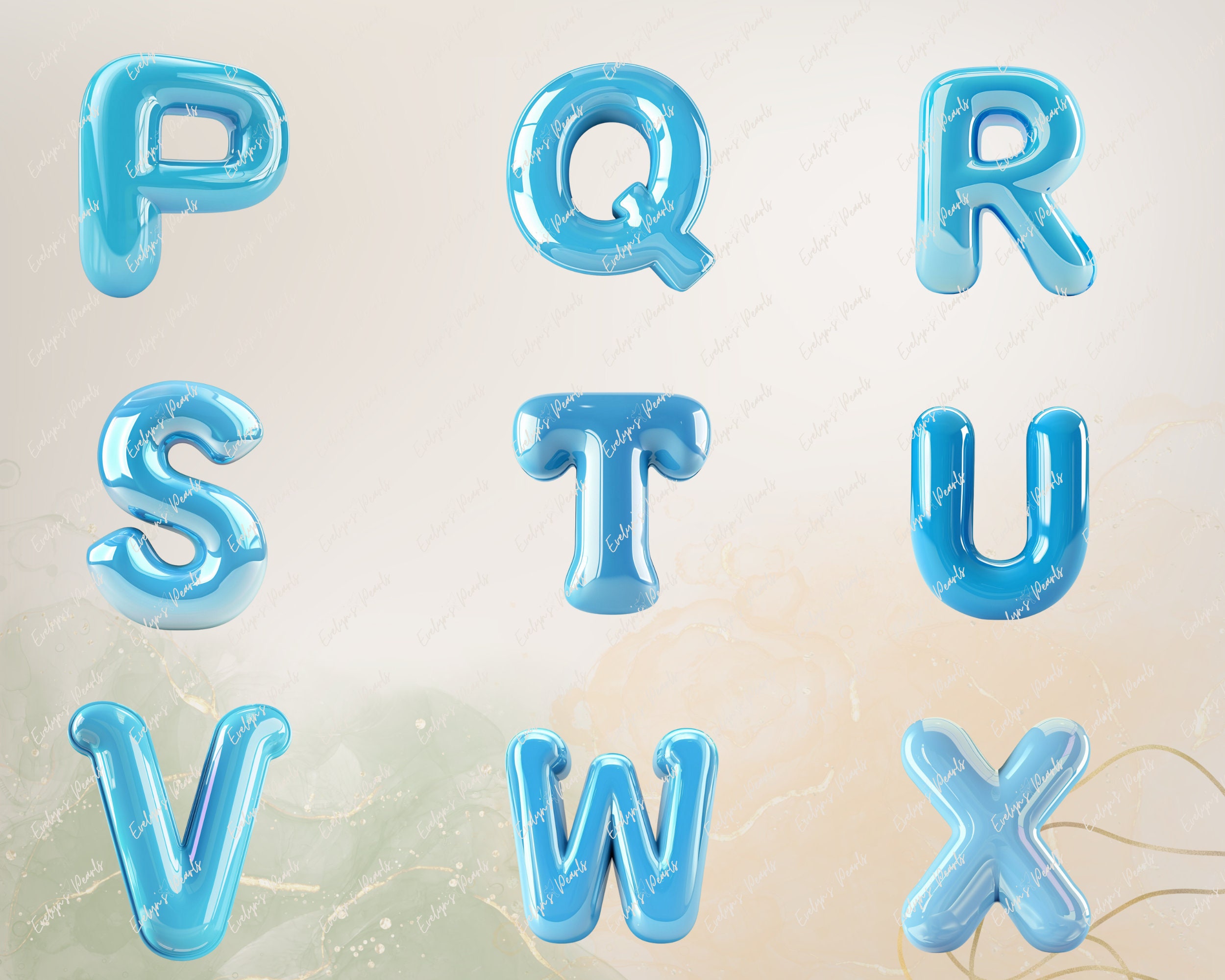Blue Bubble Letters Clipart 26 English Alphabet PNG Planner Clipart ...