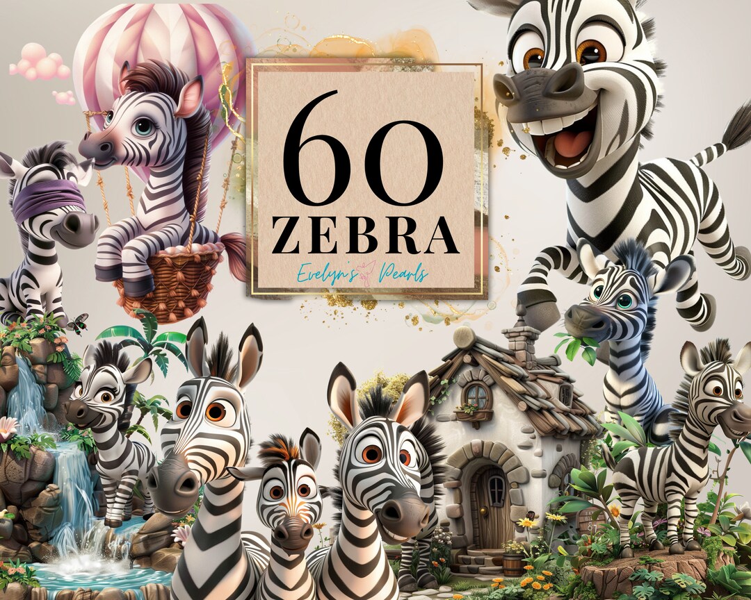 Zebra Clipart Cute Zebra PNG Safari Animal Clipart Jungle PNG Children ...