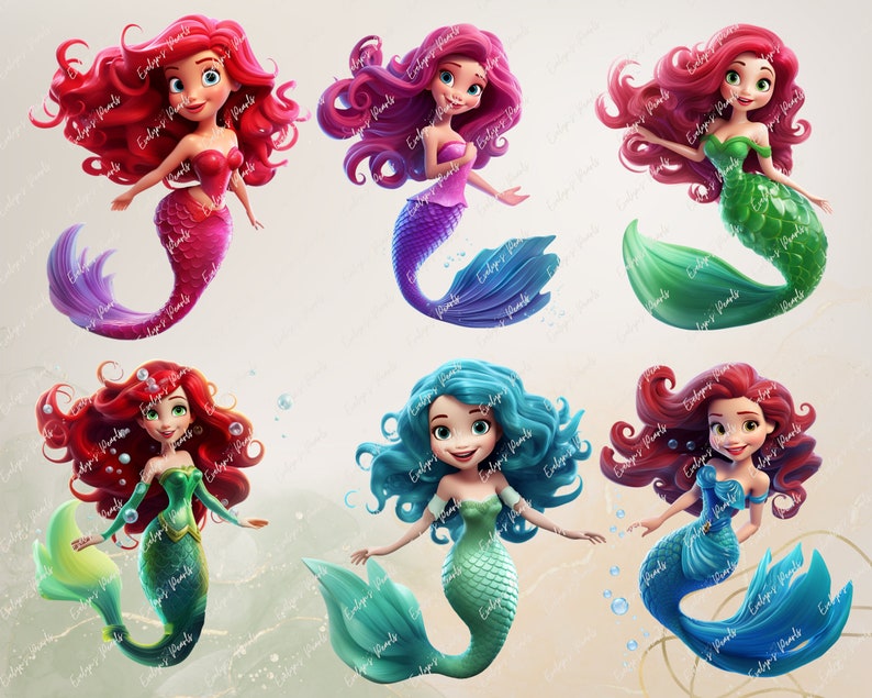 Mermaid Clipart Cute Mermaid PNG Sea Life Clipart Sea Creatures PNG ...