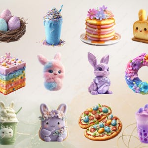 Dessert Clipart Bunny Sweet Treats PNG Pastel Clipart Spring PNG Bunny ...