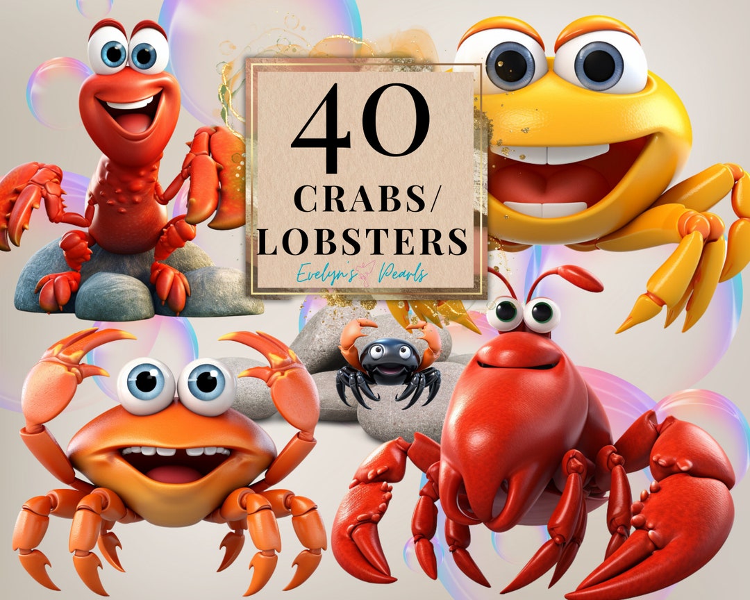 Crab Clipart Lobster PNG Sea Life Clipart Sea Creature PNG Under the ...