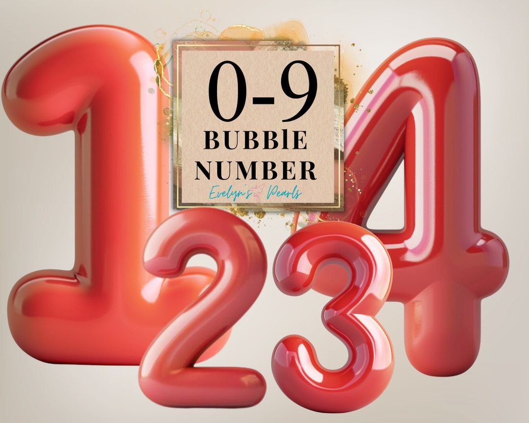 Red Bubble Numbers Clipart 3D 0-9 Red Numbers PNG Planner Clipart ...