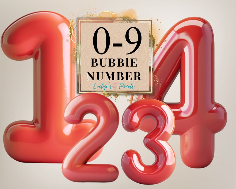 Red Bubble Numbers Clipart 3D 0-9 Red Numbers PNG Planner Clipart ...