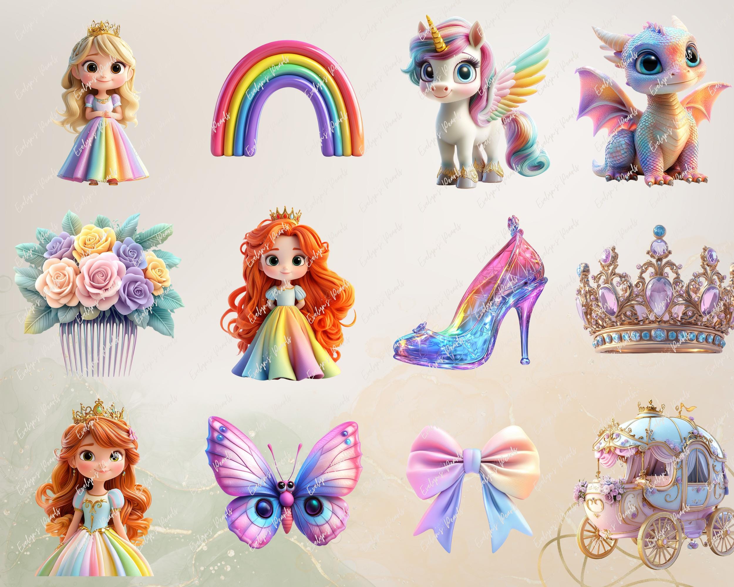 Princess Clipart Rainbow Princess PNG Fairy Tale Clipart Children Party ...