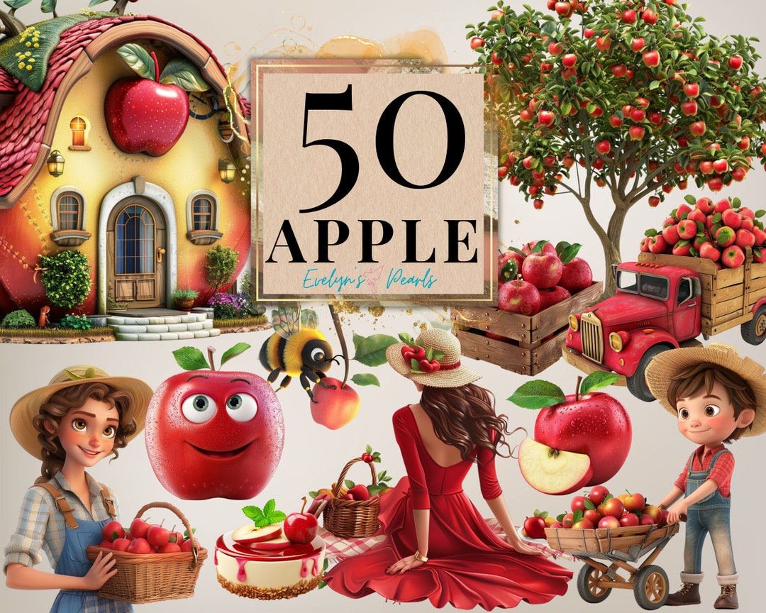 Apple Clipart Cute Apple PNG Fruit Clipart Apple Girl PNG Food Clipart ...